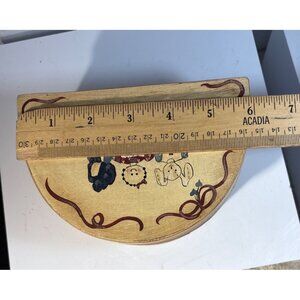 Accents | Wooden Half Moon Shaped Box With Painted Amish Rag Dolls ...
